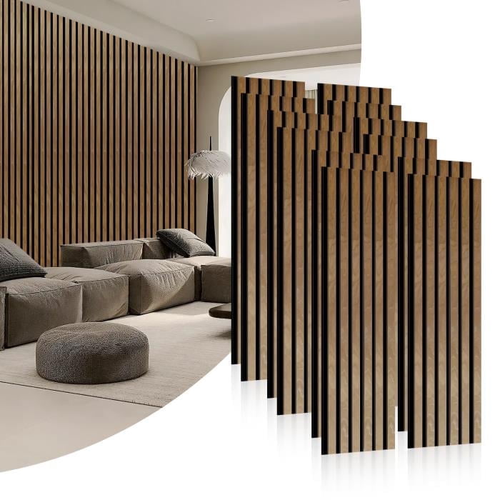 Wood Slat Acoustic Panels, Soundproof Wall Panels - 4 Panels per Set ...