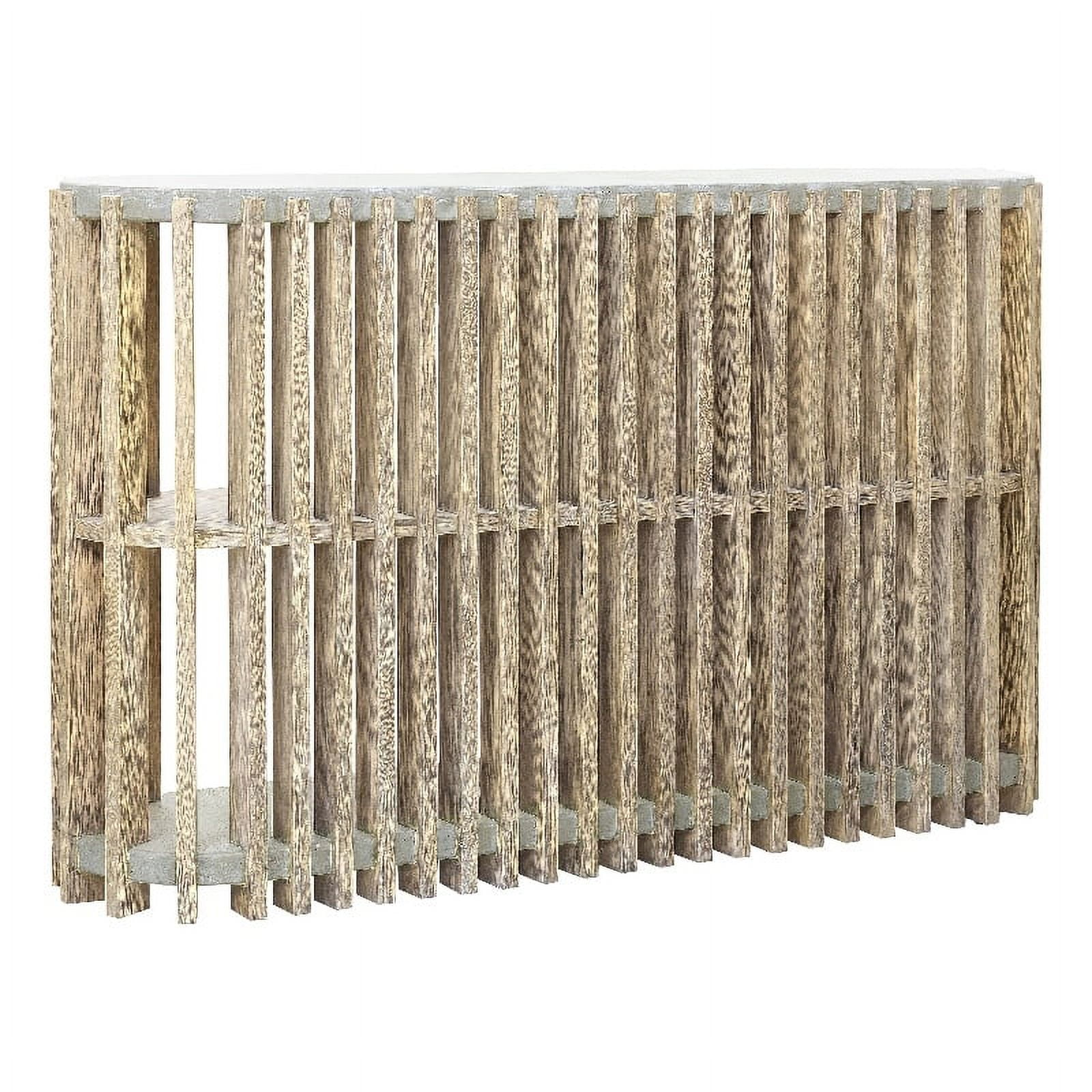 Wood Slat Display Console w/Concrete Top in Natural Finish by Pulaski ...