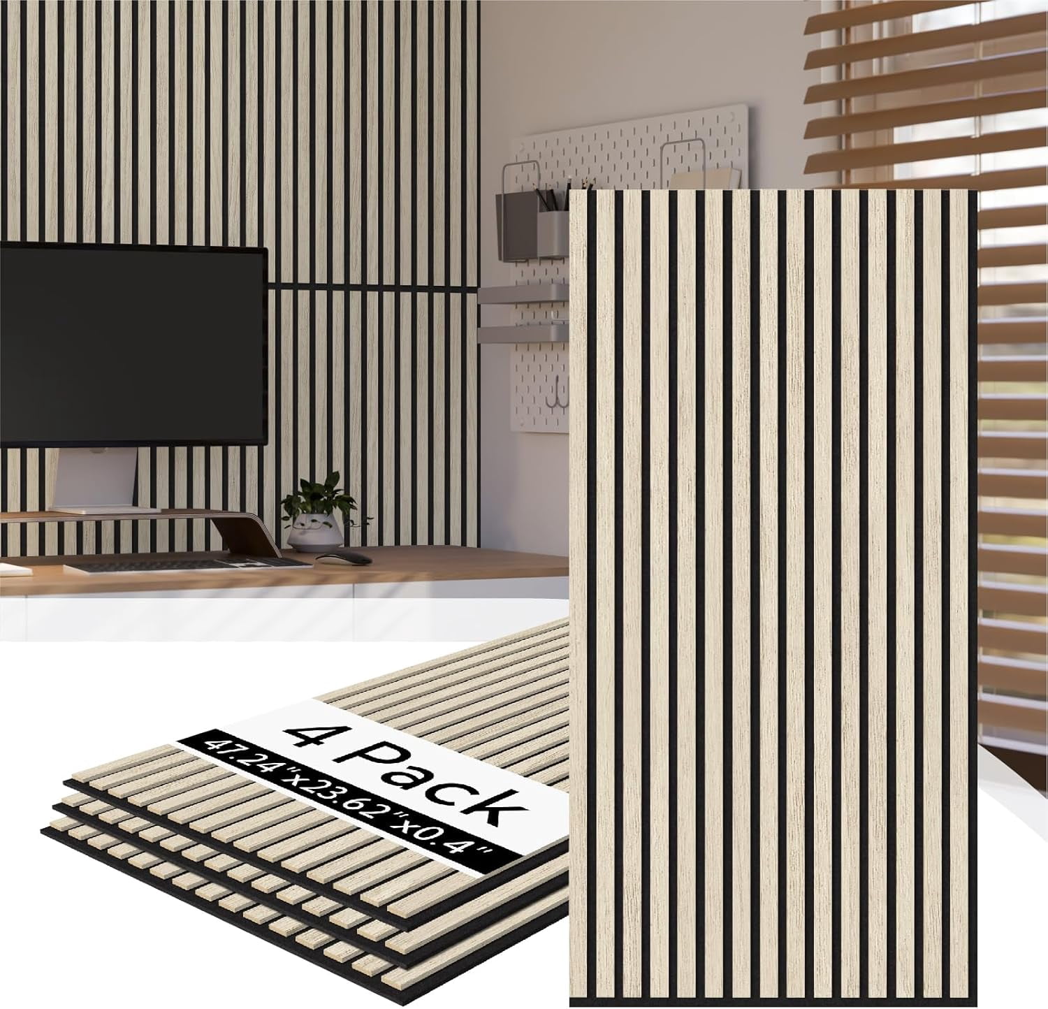 Wood Slat Wall Panels Pack Acoustic Wall Panels Thin Version x Each ...