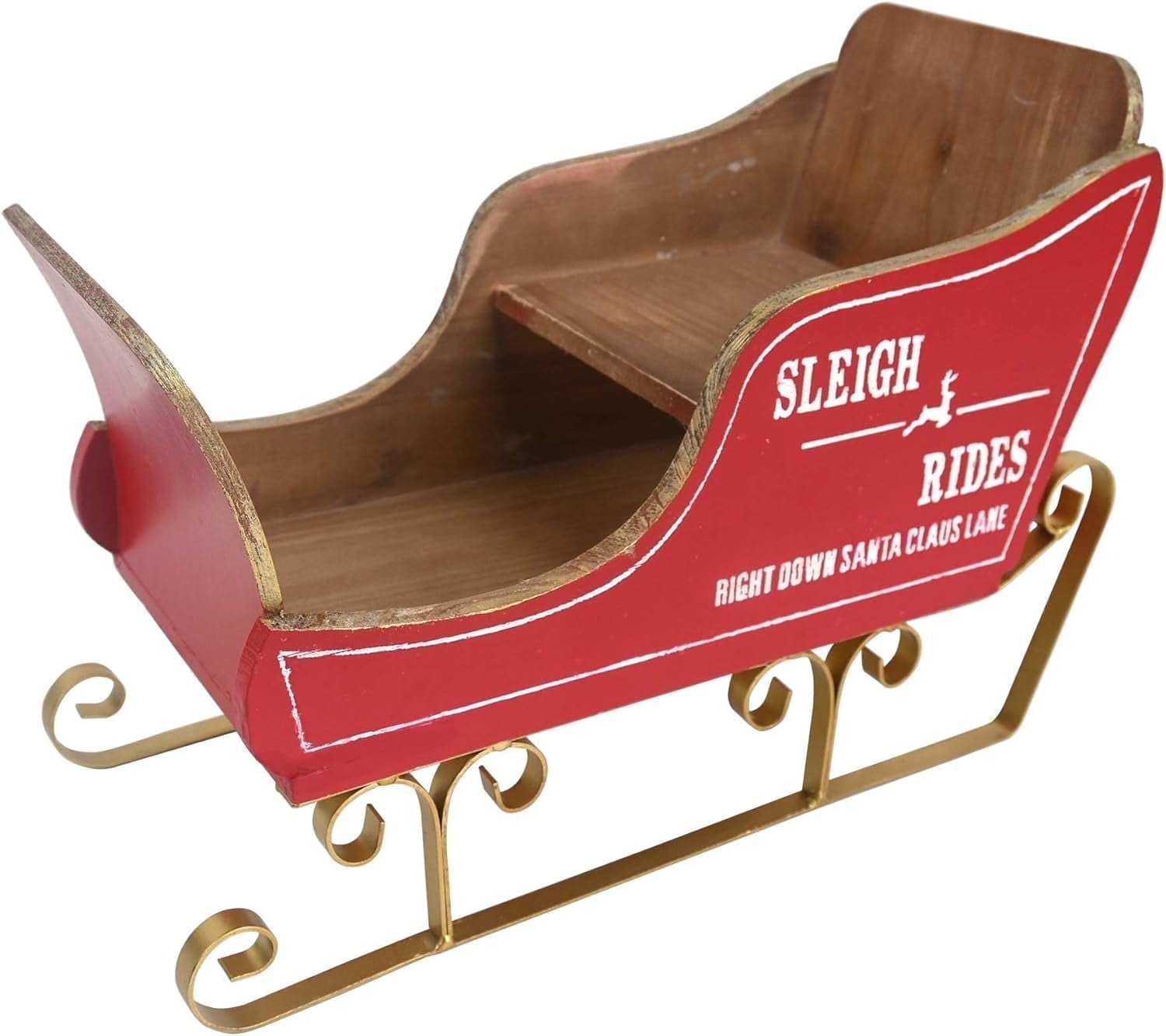 Red Santa Sleigh Wooden Christmas Little Sleds Christmas Decorations ...