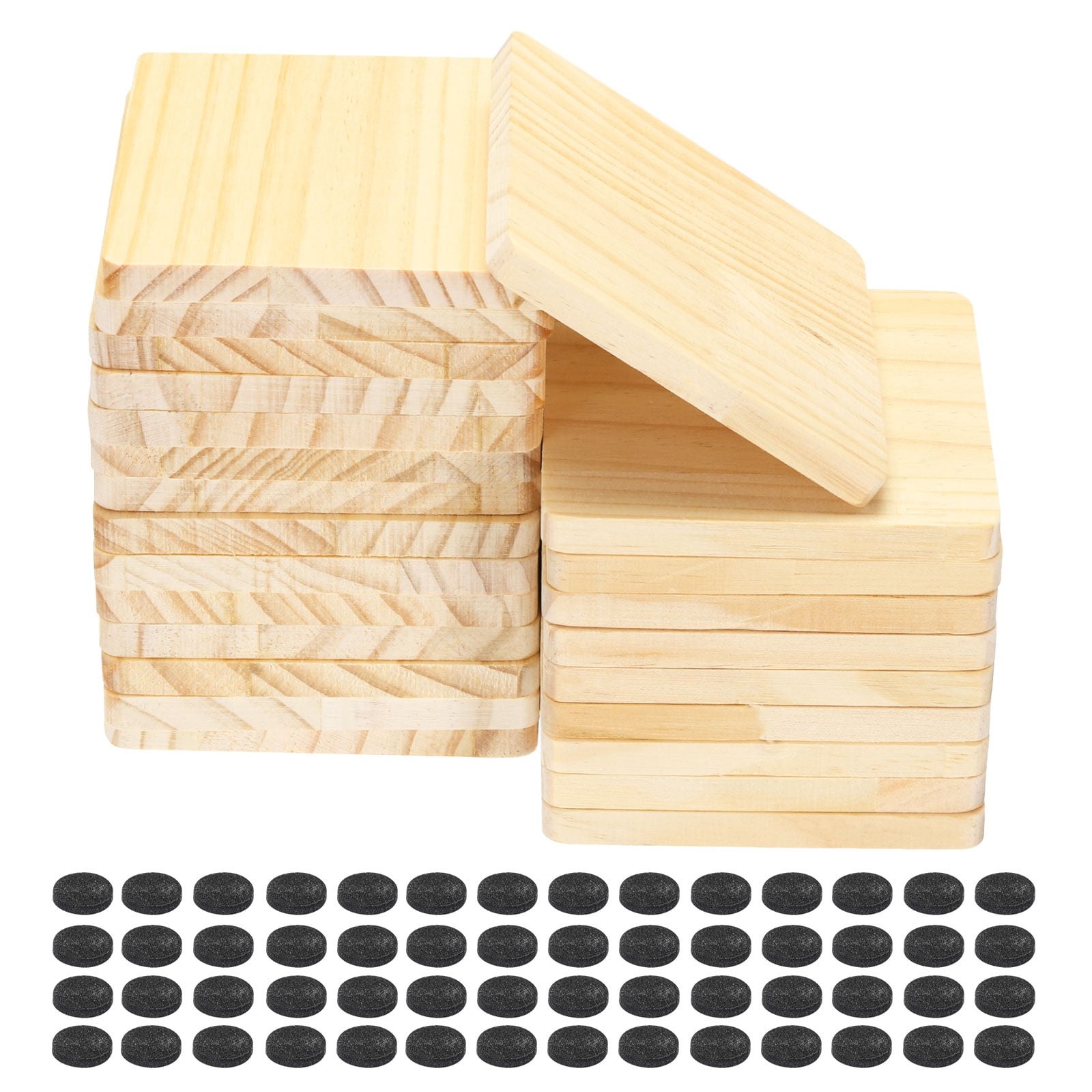Wood Slices 24 Set Unfinished Wood Chips Square Home Decoration & DIY ...