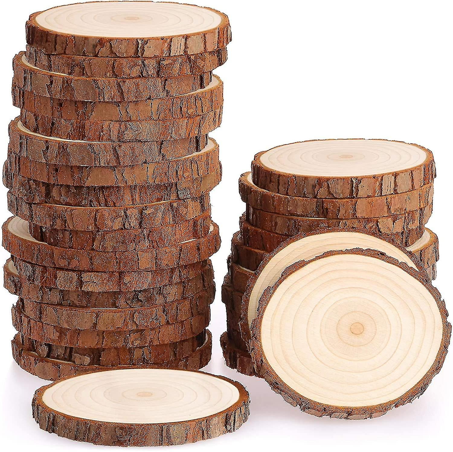 Wood Slices 30 Pcs 7-8cm No Hole Natural Unfinished Log Wooden Circles ...