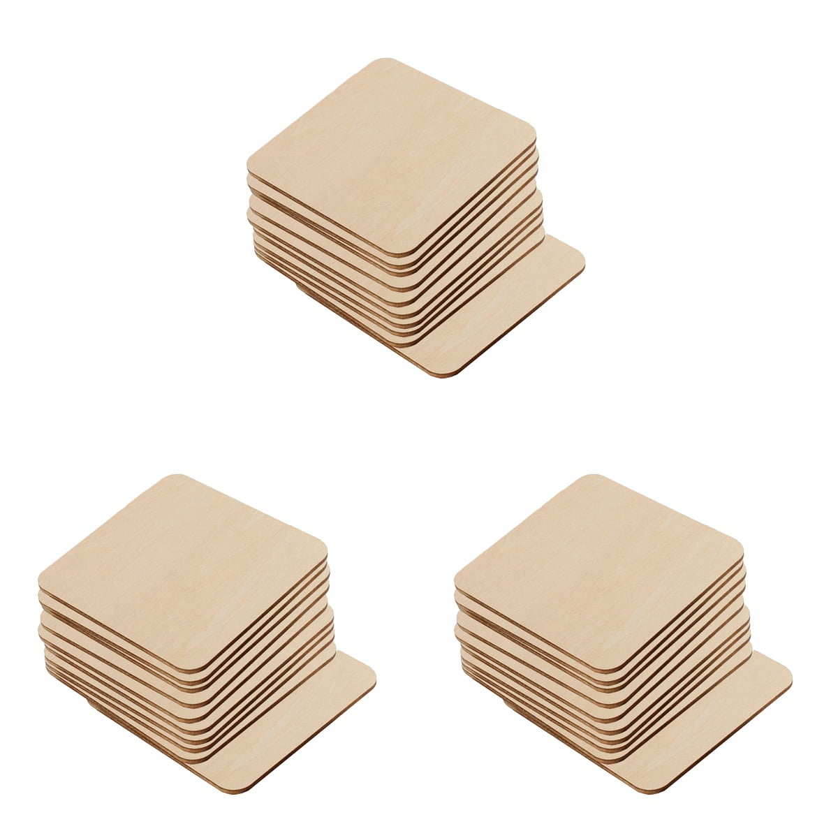 Wood Slices Unfinished Square Wooden Squares Cutout Tiles Natural ...