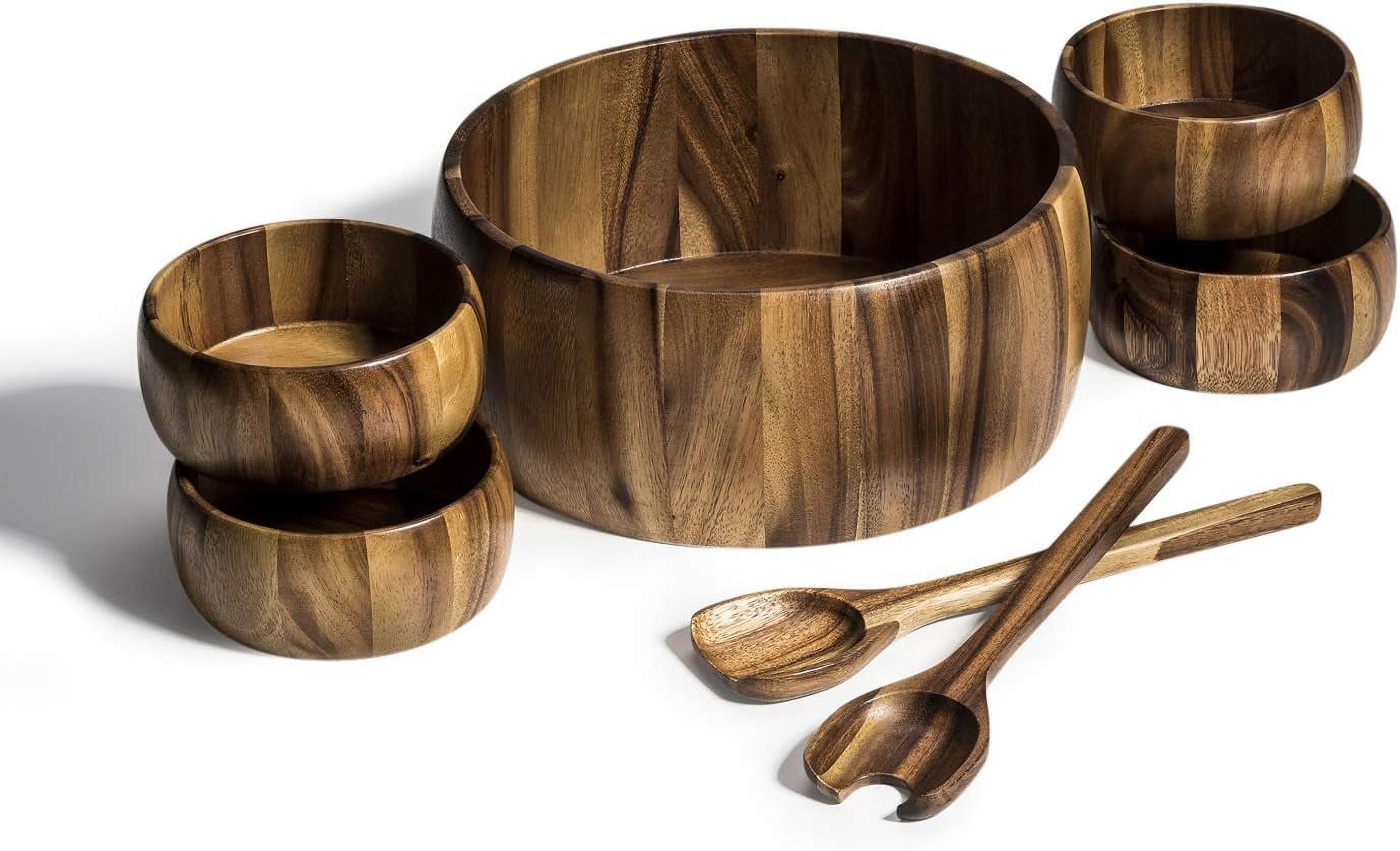 Wood Smooth Extra Large Salad Bowl with 4 Bowls - Walmart.com