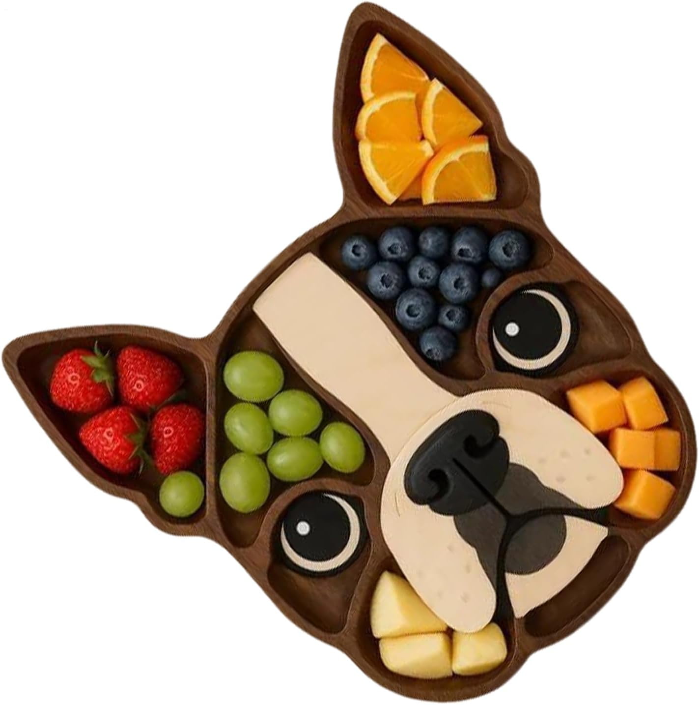 Wood Snack Serving Tray - Treat Party Plates with Grooves,Dog Face ...