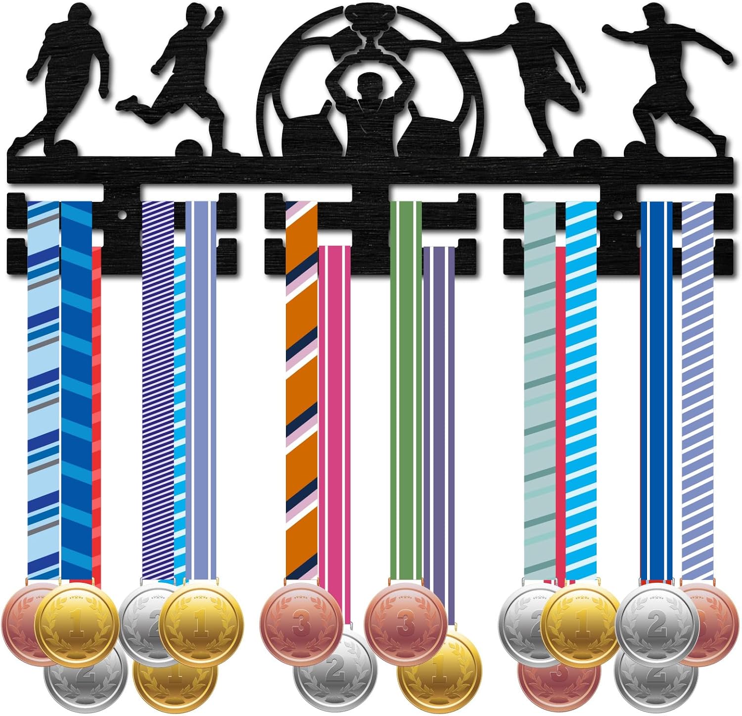 Wood Soccer Medal Holder Football Medal Hanger Display Rack Sports ...