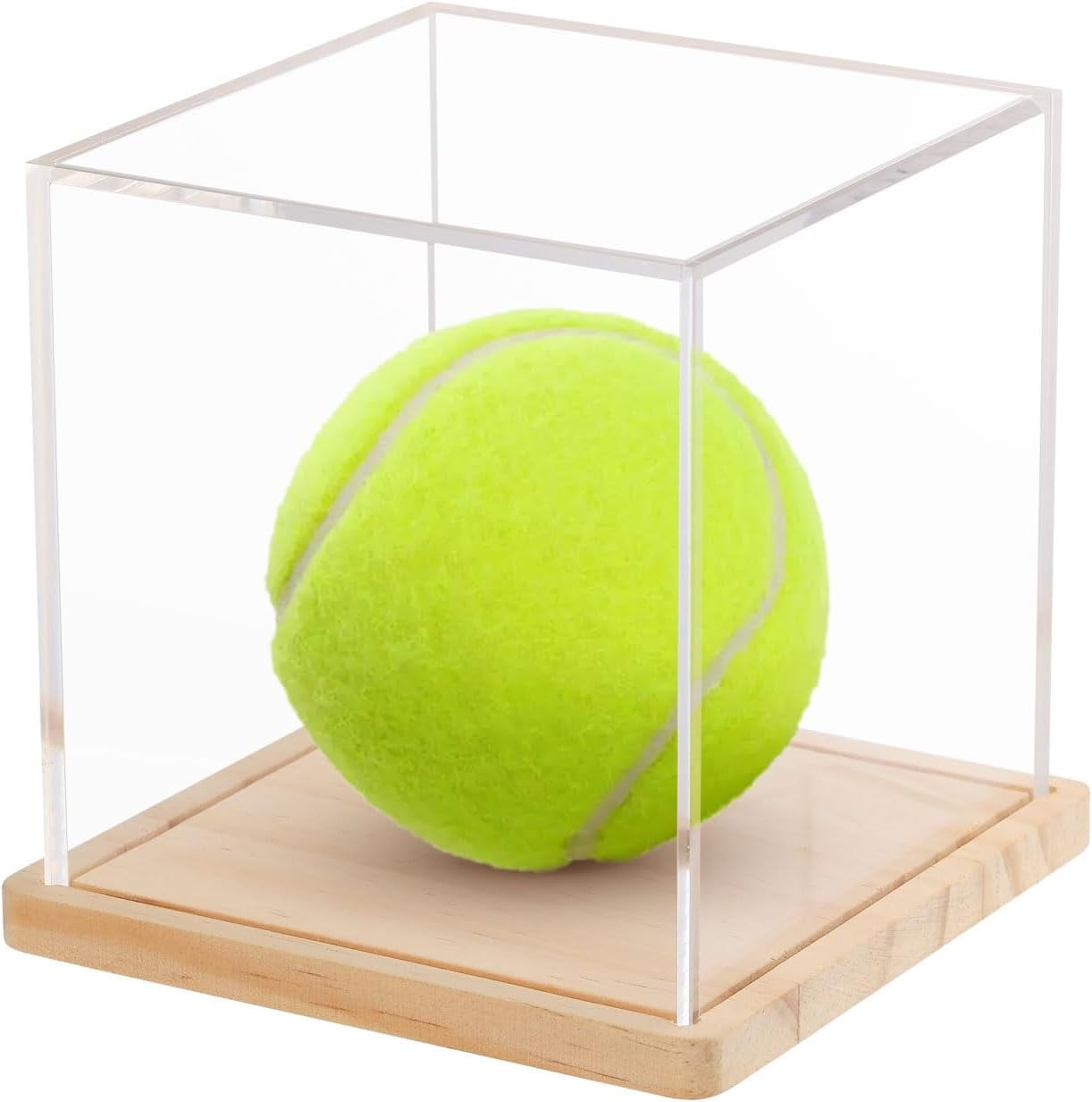 Transparent Acrylic Baseball Display Boxes Cube Baseball Case with Wood ...