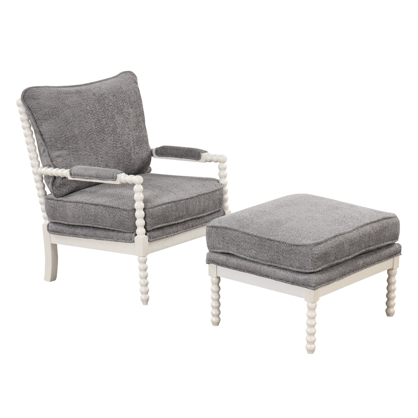 Walmart Wood Spindle Velvet Accent Arm Chair with Ottoman for Living ...