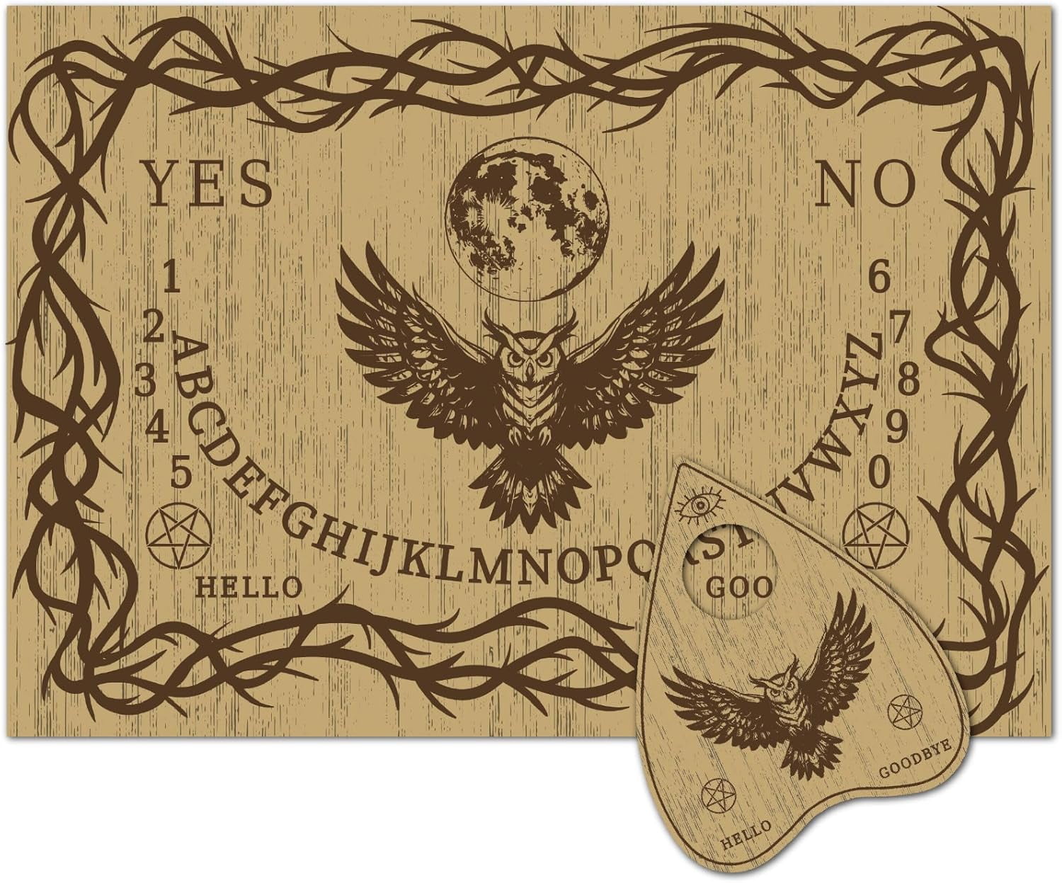 Wood Spirit Board Divination Pendulum Board Wooden Vintage Owl ...
