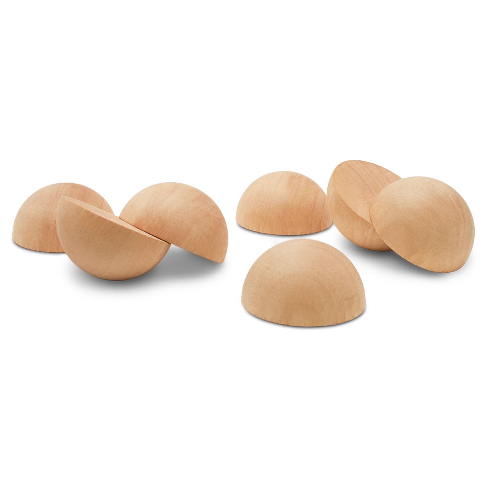 Wood Split Balls 3 inch, Pack of 3 Wooden Half Balls for Crafting and ...