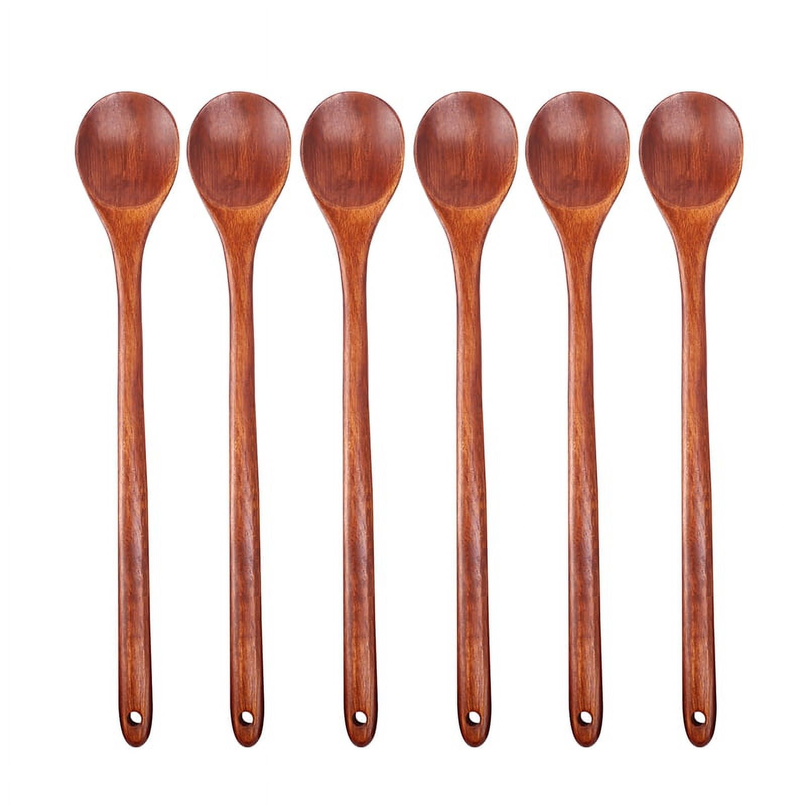 Wood Spoons for Cooking Set, 13 inch Long Handle Wooden Mixing Stirring ...