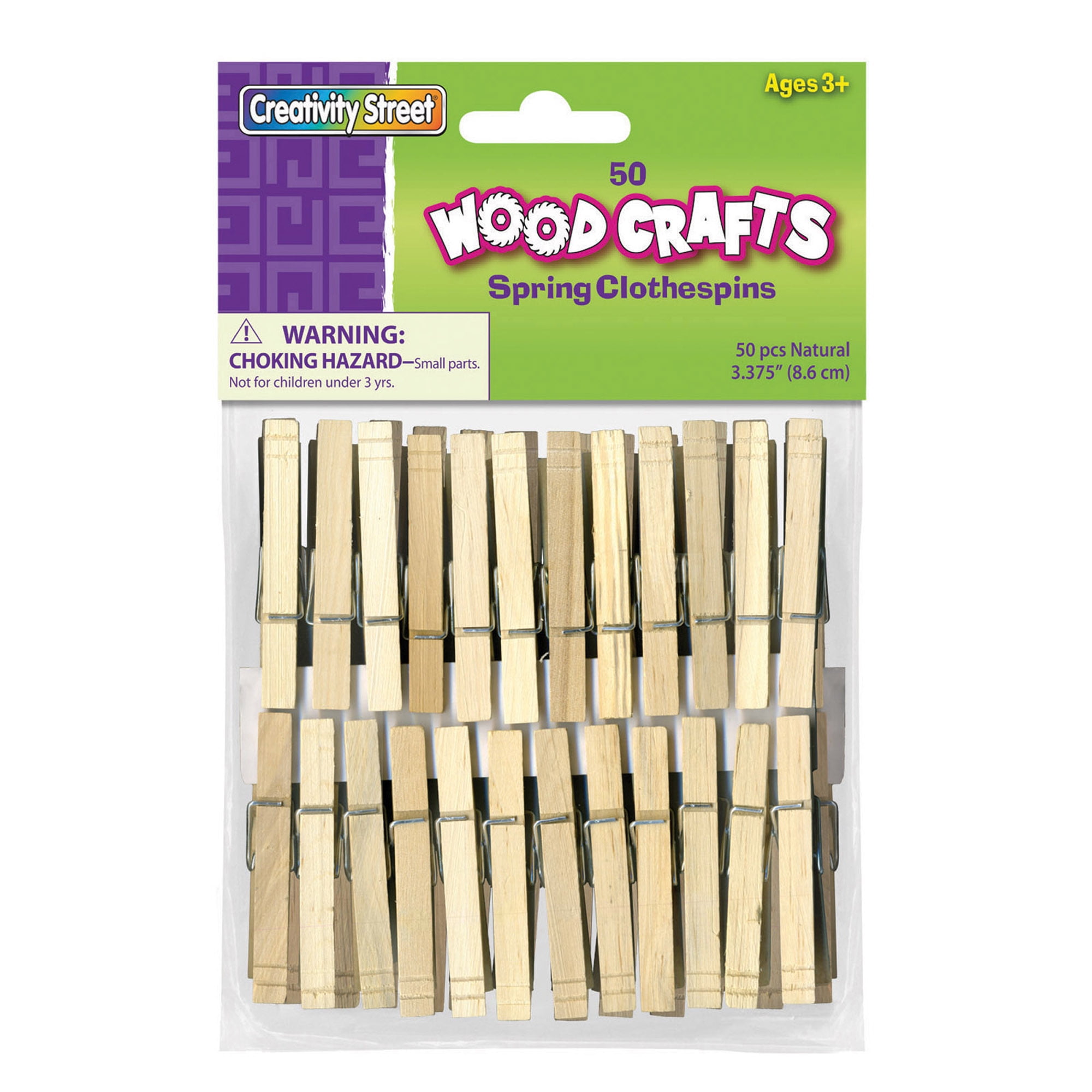 Wood Spring Clothespin, 3-3/4 in, Natural, 50 Per Pack, 6 Packs ...