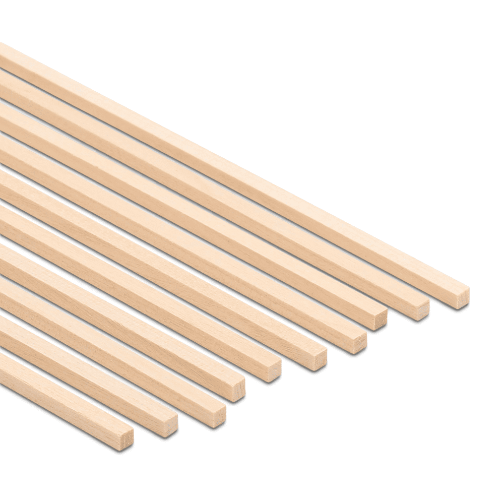 Wood Square Dowel Rods 1/8 inch x 48 Pack of 10 Wooden Craft Sticks for ...