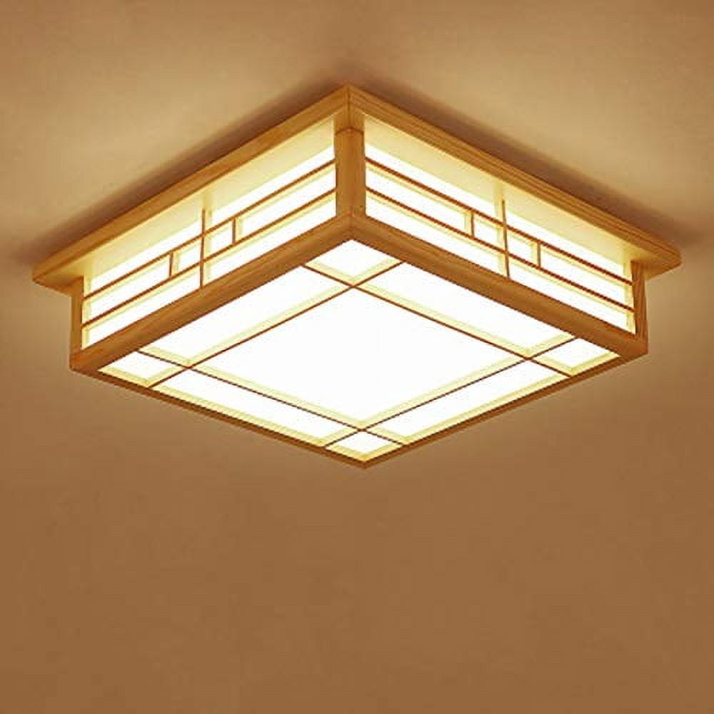Wood Square Tatami Ceiling Light Fixture, Japanese Style LED Light with ...