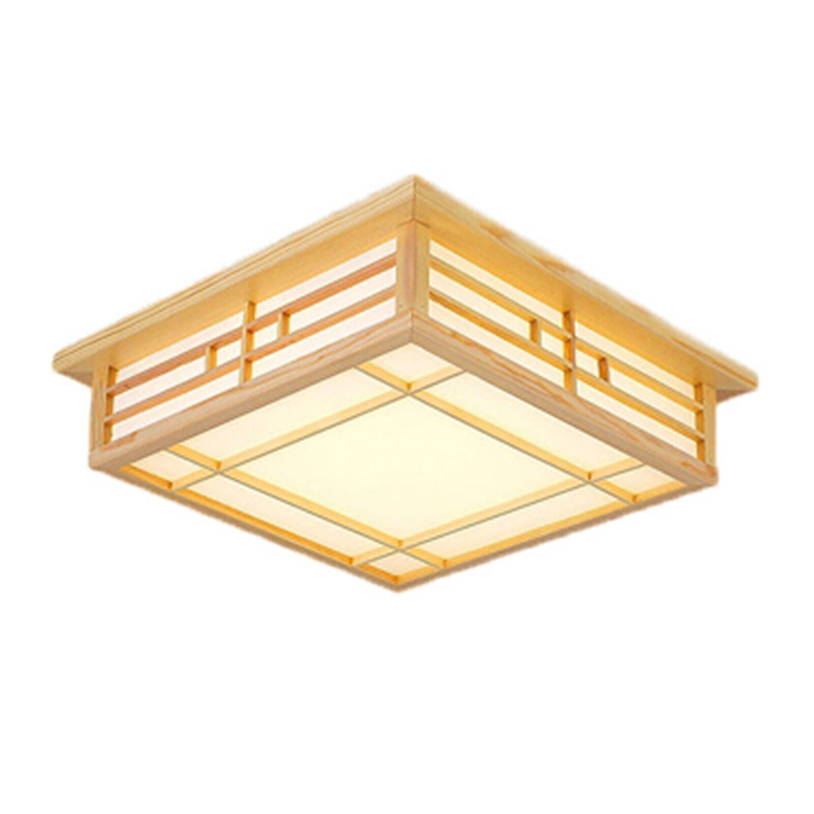 Wood Square Tatami LED Ceiling Light Chinese Japanese Grid Lamp Bedroom ...