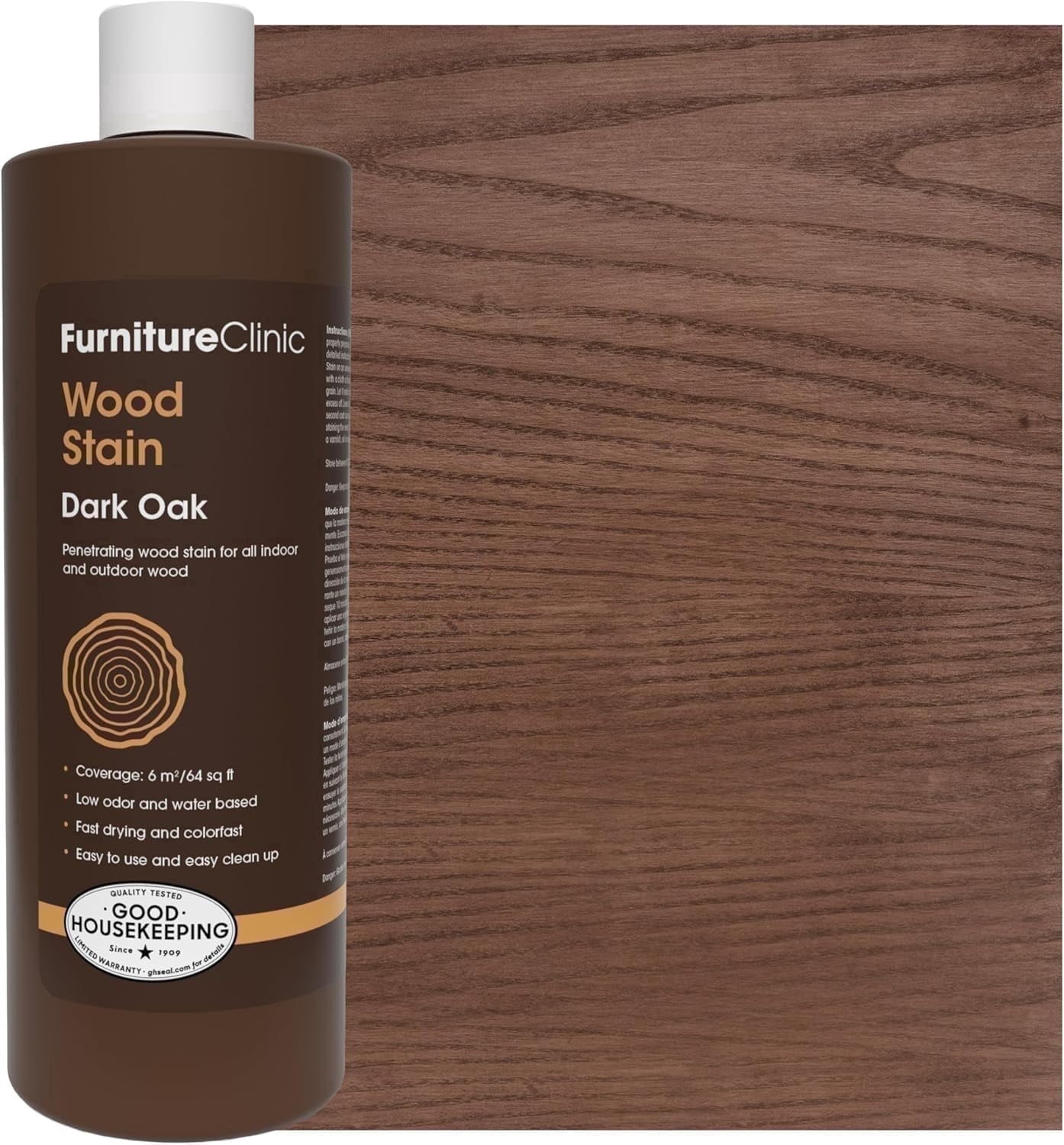 Furniture Clinic Wood Stain | Dark Oak | Water Based | Fast Drying, Low ...