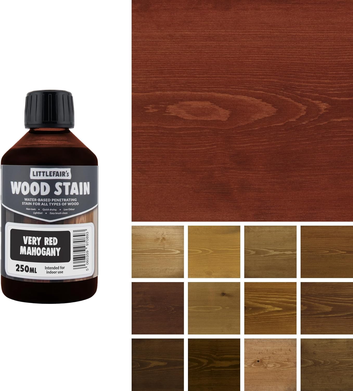 Wood Stain Water Based - 8.5oz/250ml Indoor Furniture Light & Dark ...