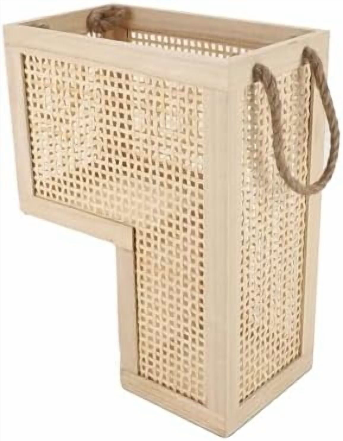 Wood Stair Basket with Handles,Wicker Step Storage Basket -Natural ...