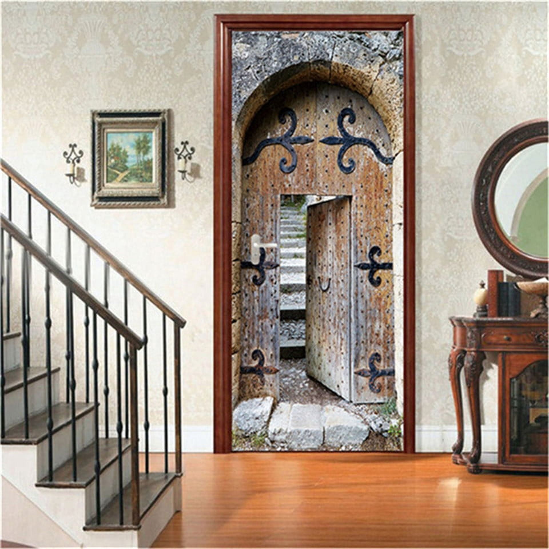 Wood Staircase Door Stickers Wallpaper Self Adhesive Removable Art ...