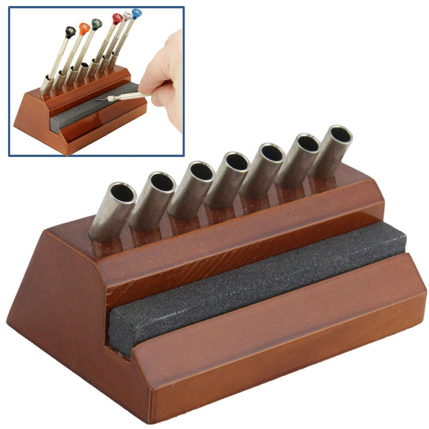 Wood Stand for Watchmakers Screwdrivers Holder with Sharpening Stone ...