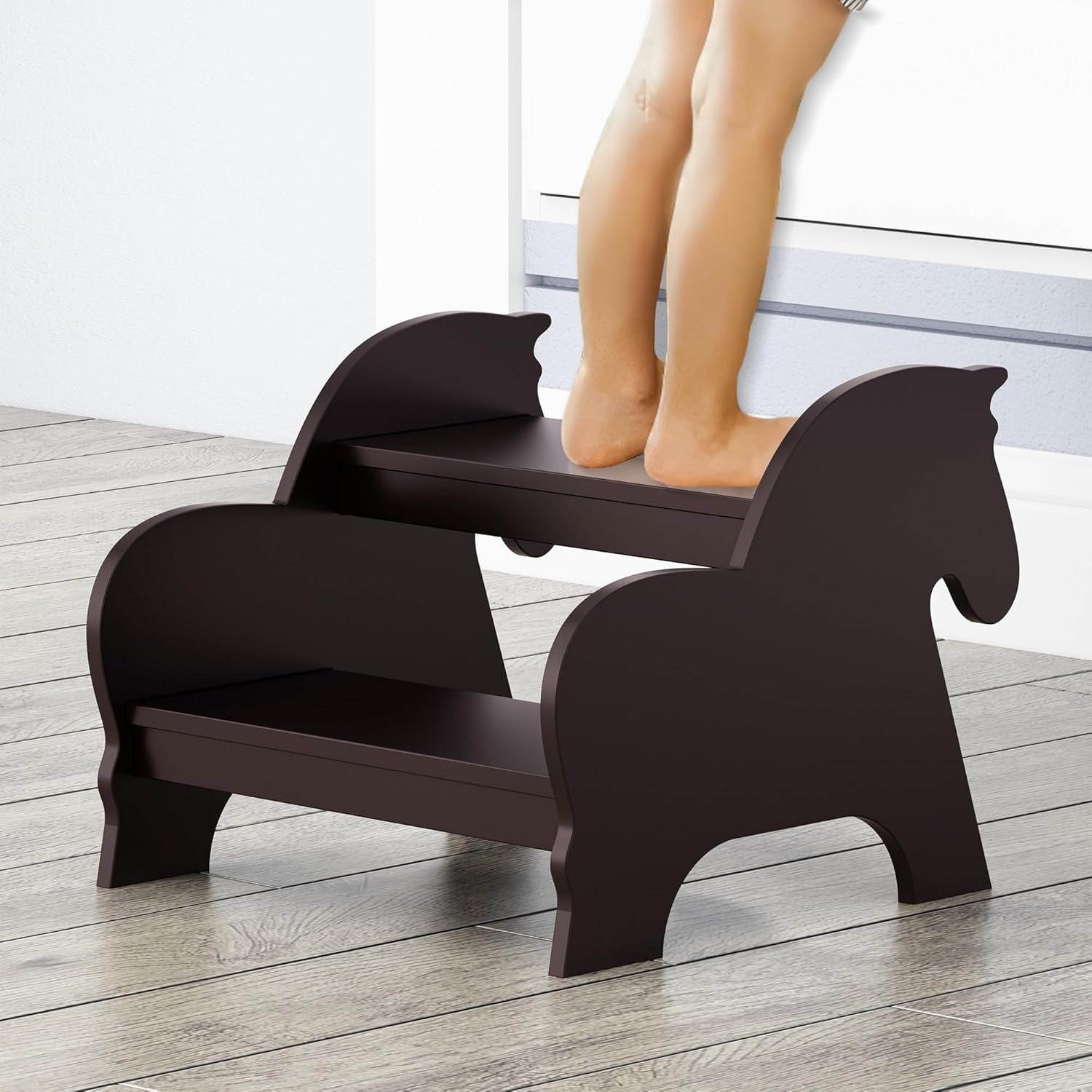 Wood Step Stools for Kids, Child Two Step Stool of Whale Shape, Toddler ...