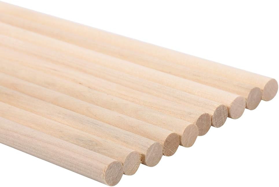 Wood Sticks, 10Pcs DIY Wooden Arts Craft Sticks Dowels Pole Rods Sweet ...