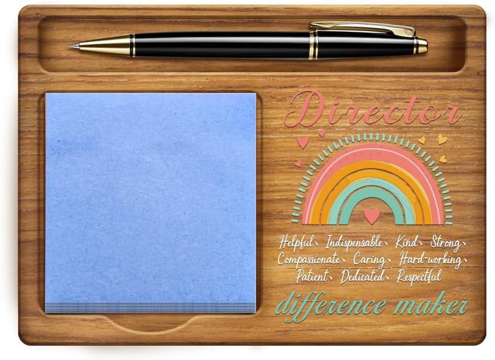 Wood Sticky Note Holder Director Pine Wood Memo Holder Colored Boho ...