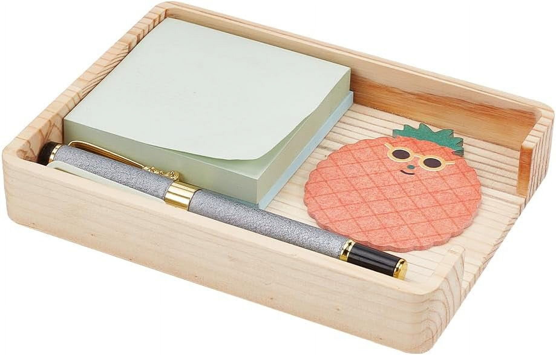 Wood Sticky Notes Holder Desk Memo Pad Holder 5.91x4.33Inch Self-Stick ...