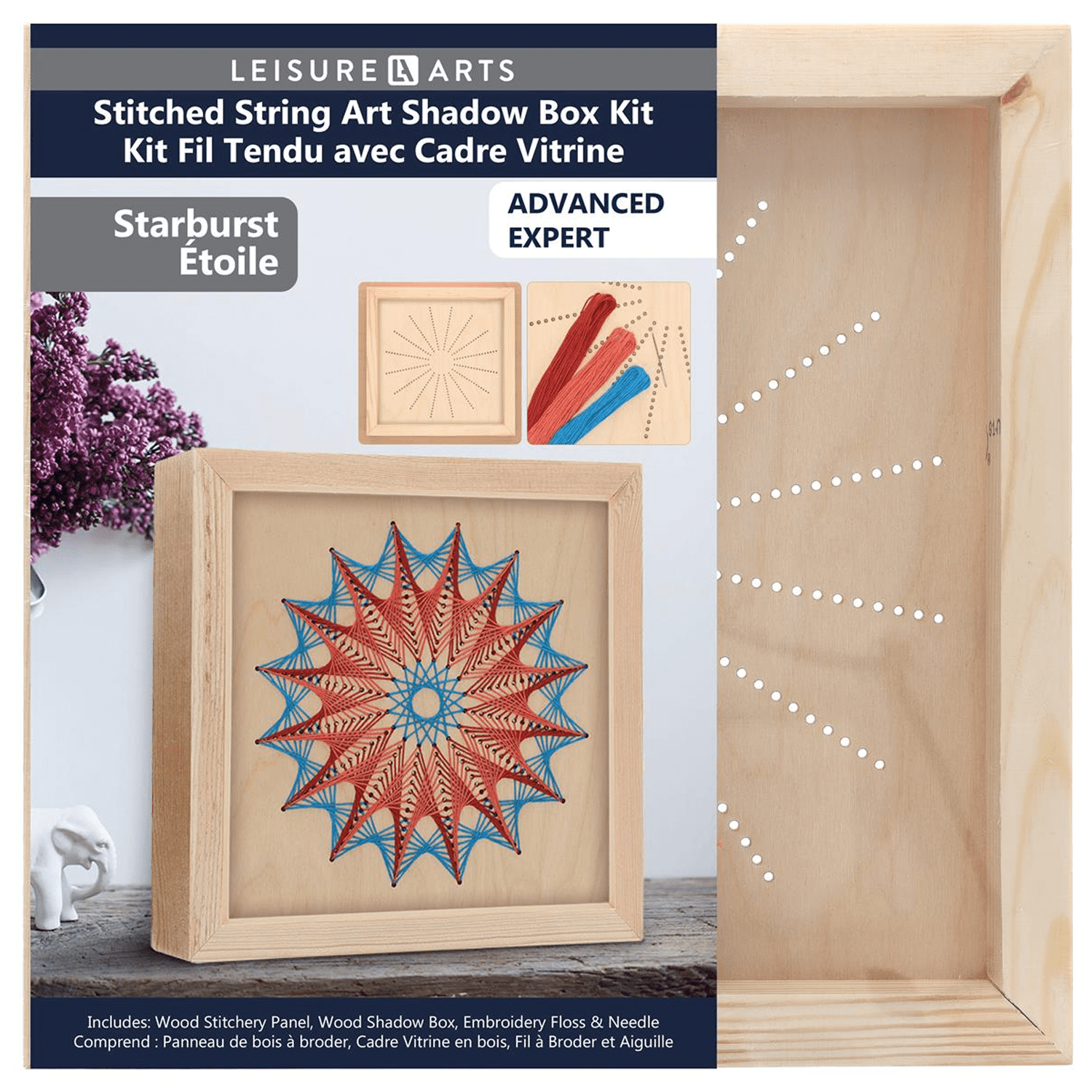 Wood Stitched String Art Kit with Shadow Box Starburst - adult or kids ...