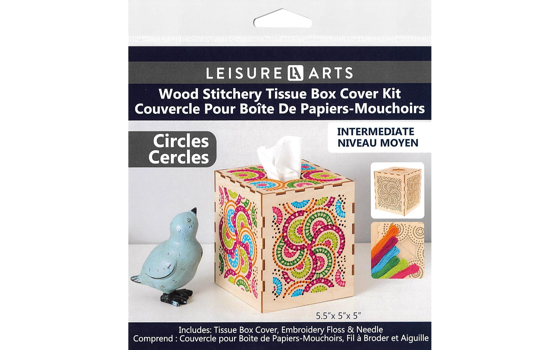 Wood Stitched String Art Kit With Square Tissue Box, Wooden Stitchery ...