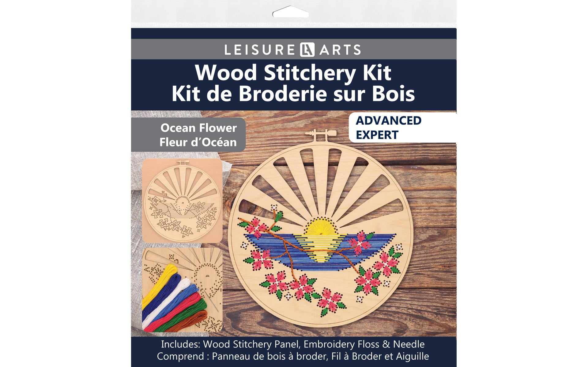 Wood Stitched String Art Kit With Ocean Flower In Hoop - Adult Or Kids ...
