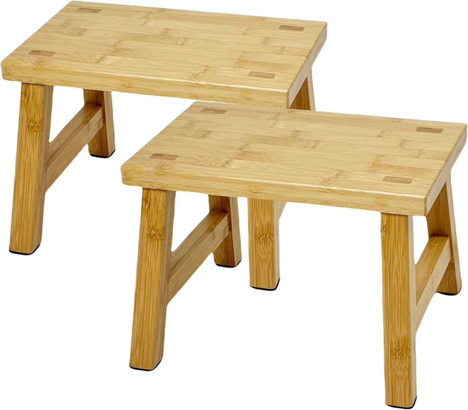 Wood Stool Set of 2, Wooden Step Stool, One Step Stool, 8 Inch, No ...