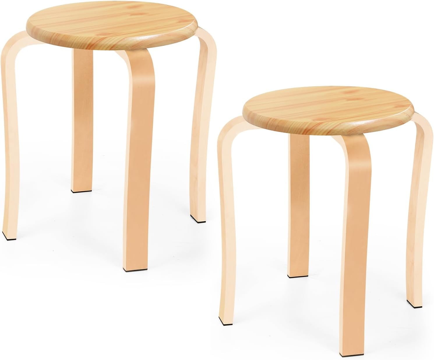 Wood Stools, Set of 2 Wooden Stackable Stool Extra Seating for Kids ...