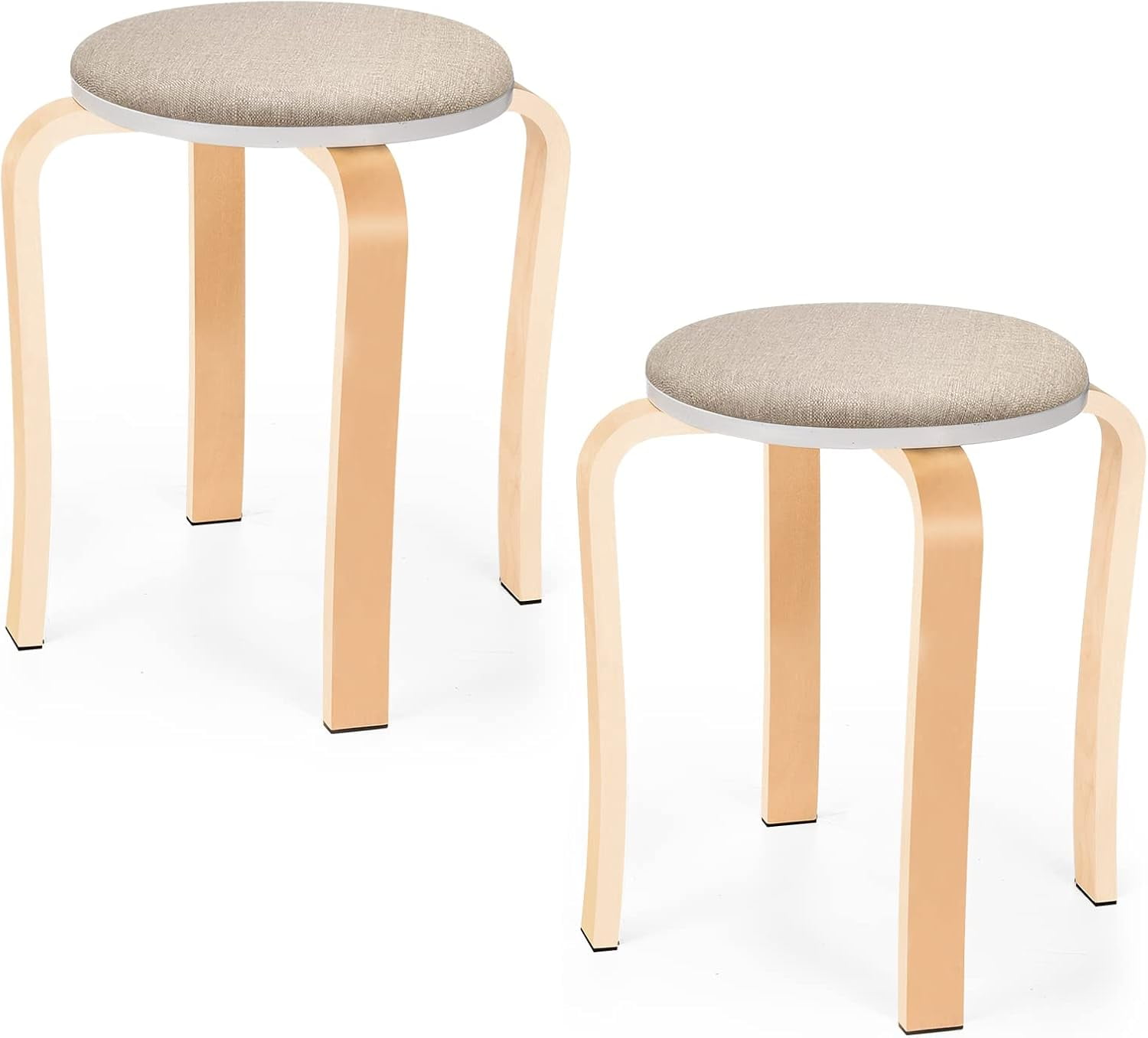 Wood Stools, Set of 2 Wooden Stackable Stool Extra Seating for Kids ...