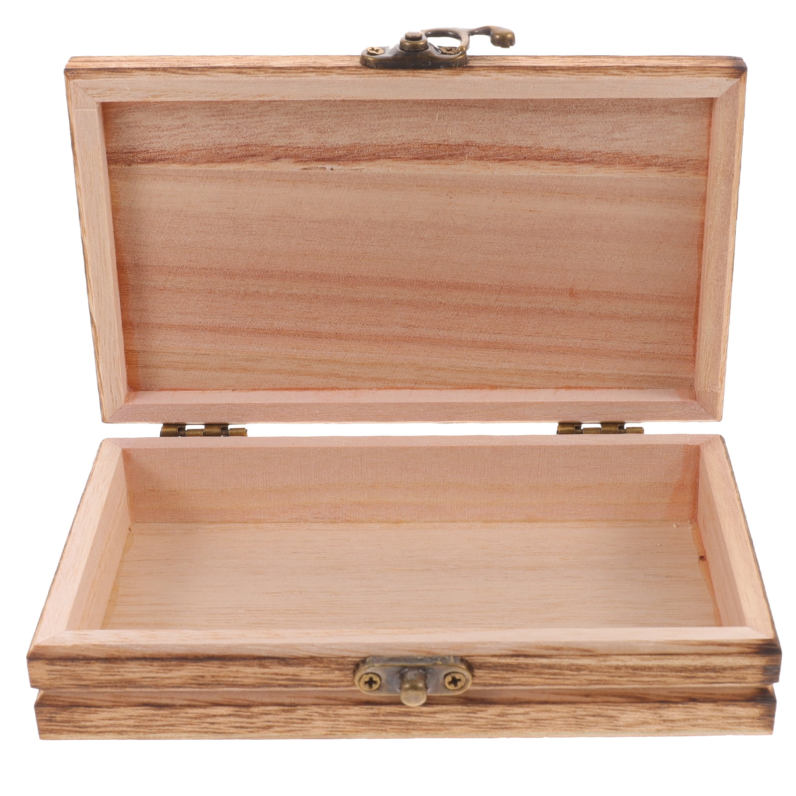 FENGGUIQU Wooden Jewelry Organizer Box with Buckle Lock Light Brown ...