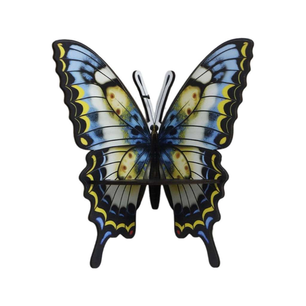 Wood Storage Rack Crystal Display Shelf Butterfly Floating Shelves ...