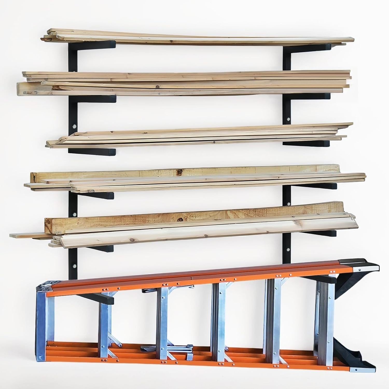 Wood Storage Racks with 3 Level, Garage Organizer Lumber Storage Rack ...