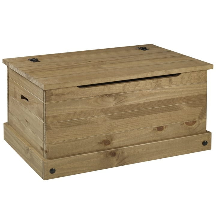 Corona Rustic Wooden Chest | Solid Pine Wood Storage Trunk Ottoman ...