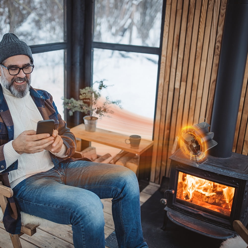 Wood Stove Fan Heat Powered Non-Electric Lotus Shaped Silent Operation ...