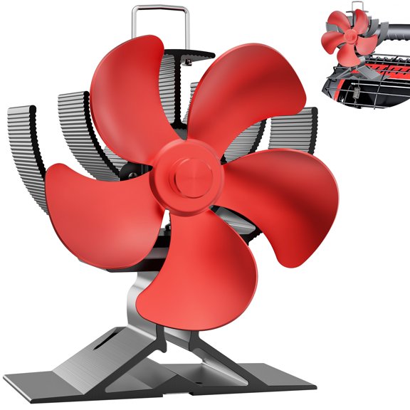 Wood Stove Fan Magnetically Flue Pipe Mounted, 1 Pc Heat Powered 5 ...