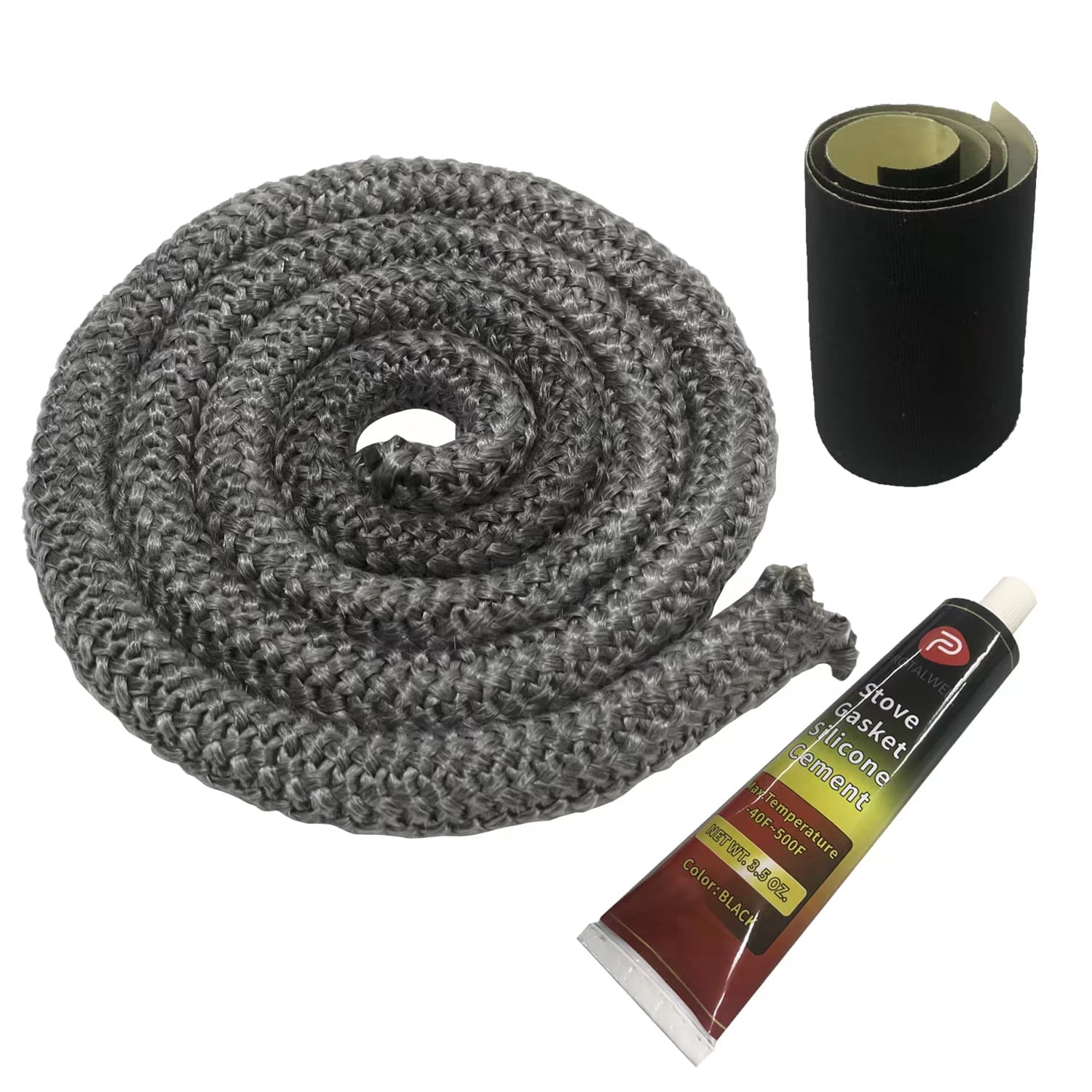 "Wood Stove Door Gasket Kit, 3/4"" Fiberglass Rope, High Temp Resistant ...