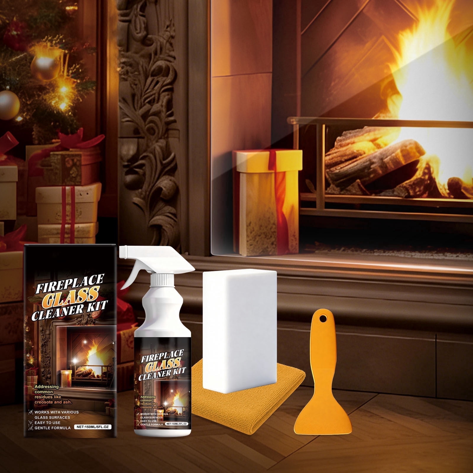 Fireplace Glass Cleaner Kit (150ml/5oz) | Complete Set with Spray ...