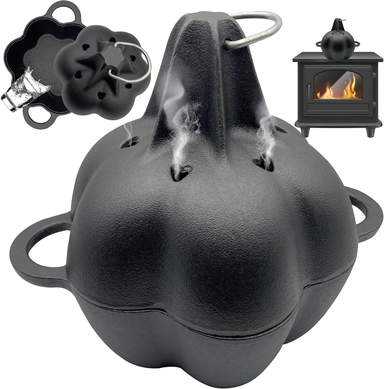Wood Stove Steamer, Cast Iron Humidifier for Wood Stove, Pre-Seasoned ...