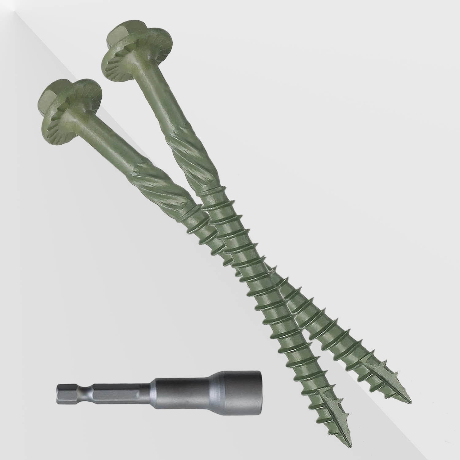Wood Structural Screws, Green Coated Heavy Duty Hex Head Timber/Log ...