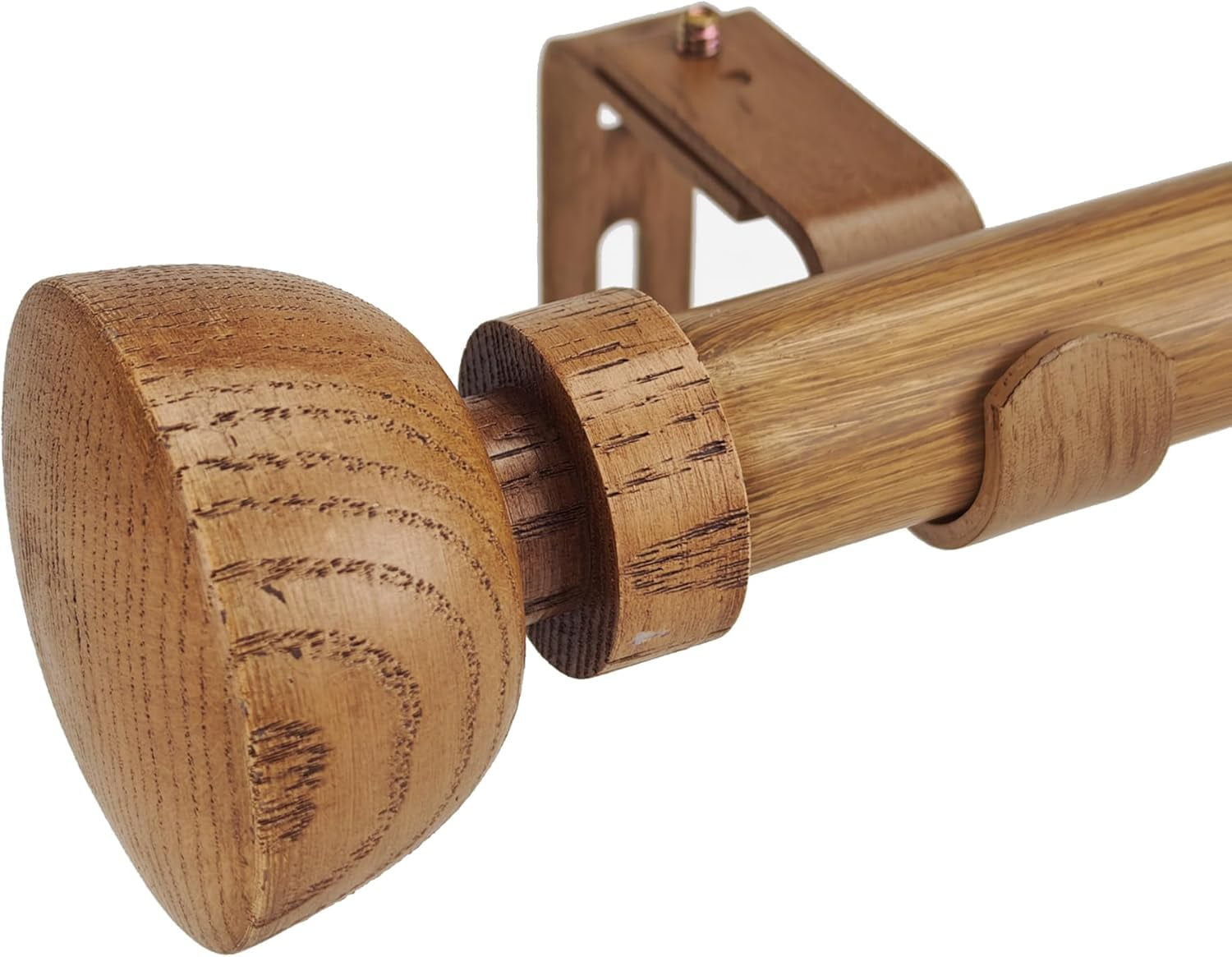 Wood Style Curtain Rod Set with Wood Grain Round Finial, 36-72 inch ...