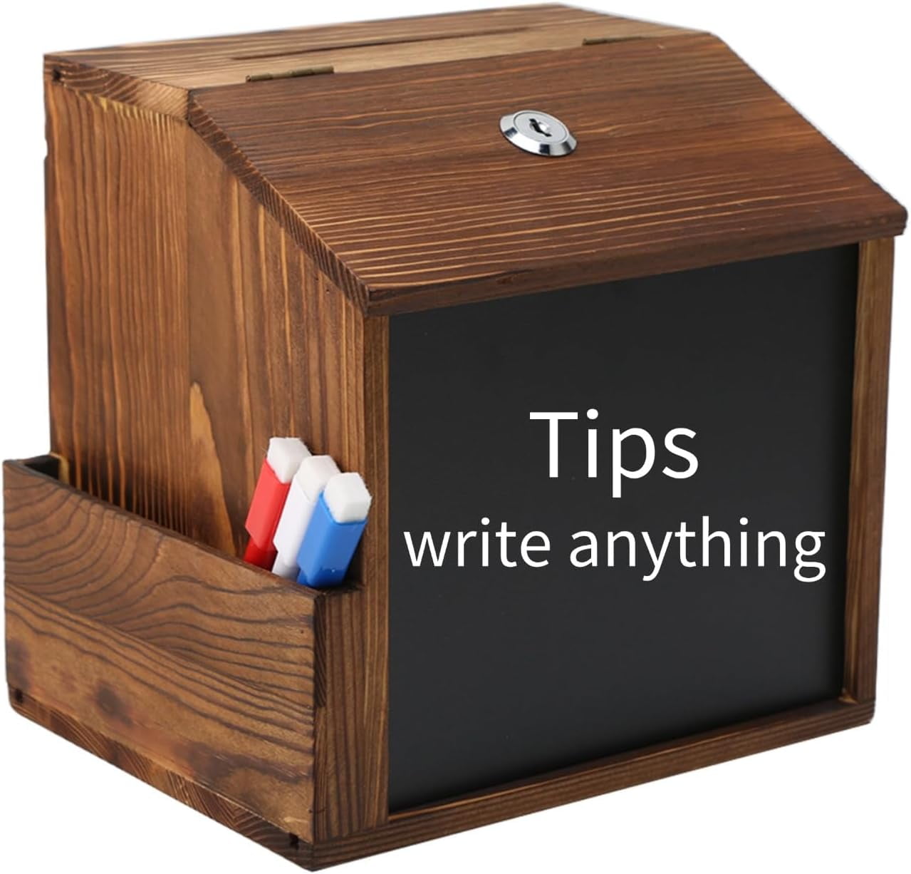 Wood Suggestion Container with Slot and Lock Wall Mounted Rustic ...