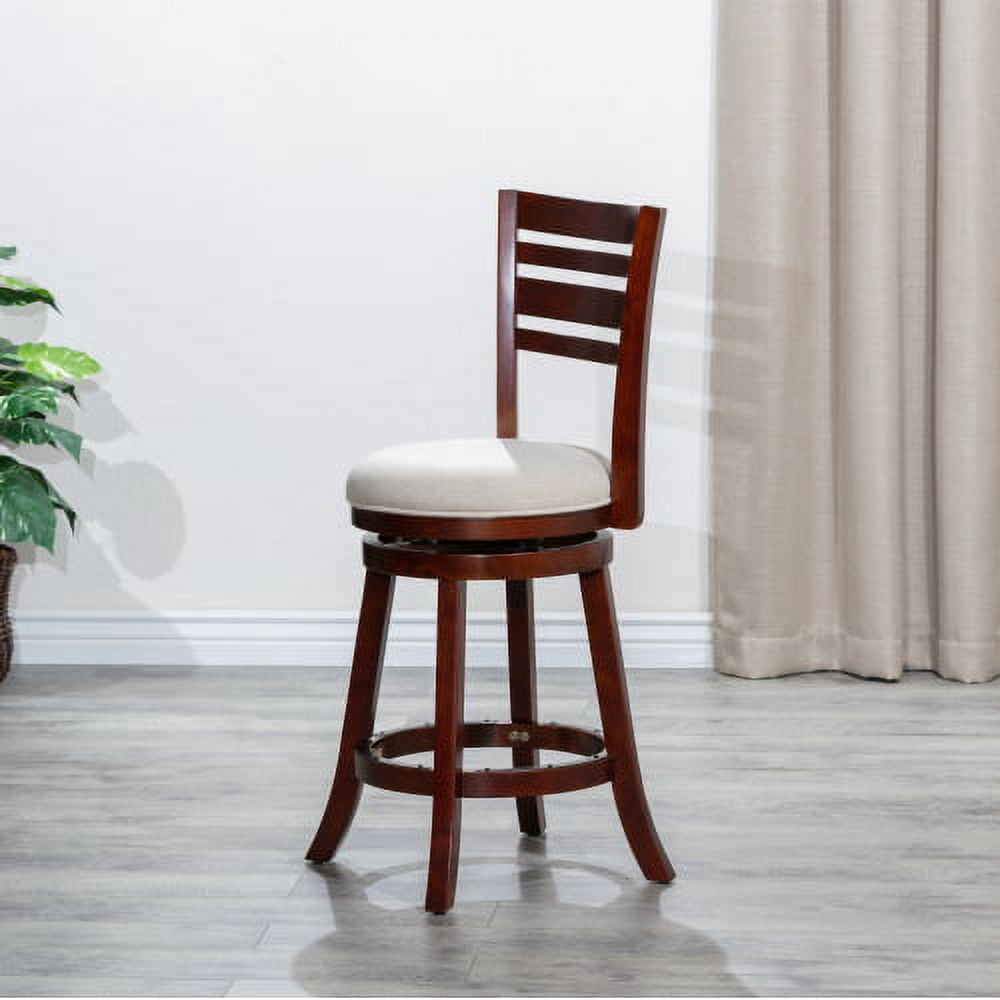 Wood Swivel Stool with Round Seat, High Backrest Counter Height Bar ...