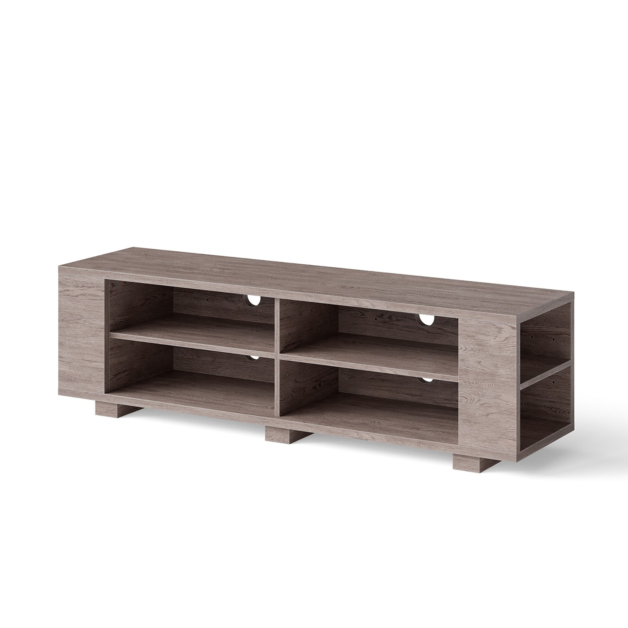 Wood TV Stand Console Storage Entertainment Media Center with Shelf ...