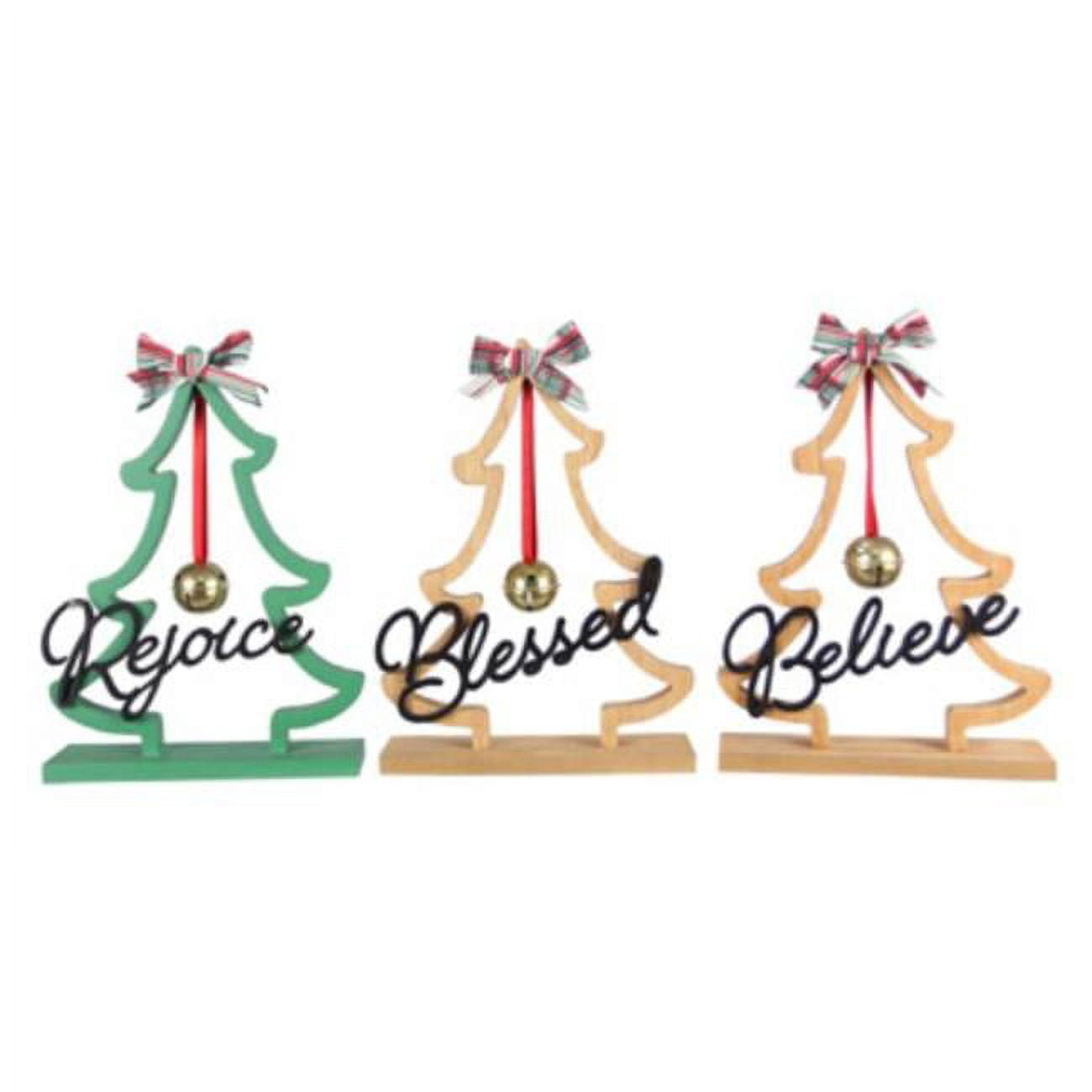 Wood Tabletop Christmas Tree Cutout with Brass Bell & 3D Laser Letters ...