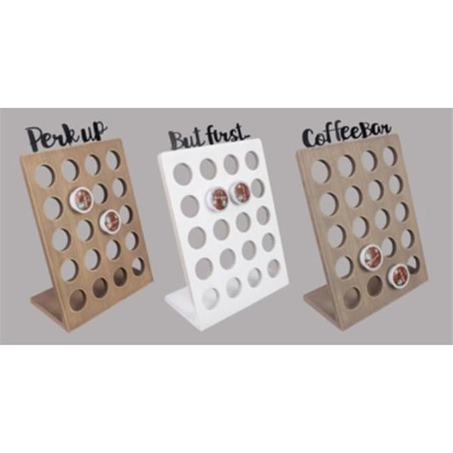 Wood Tabletop Coffee Pod Holder with Laser Cut Metal Wordingon Top ...